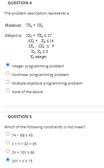 Solved QUESTION 4 The problem description represents a | Chegg.com