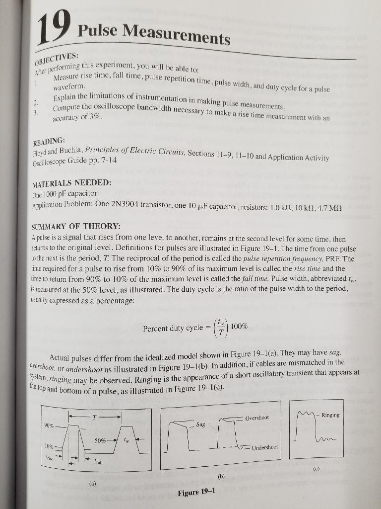 Solved 19 Pulse Measurements OBJECTIVES: Aller performing | Chegg.com