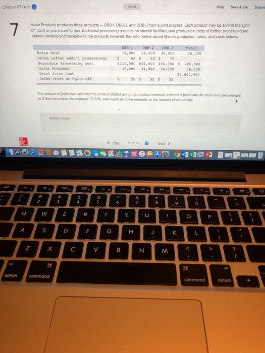 Solved Chapter 07 Quiz Help Save & Exit Submi Marin Products | Chegg.com