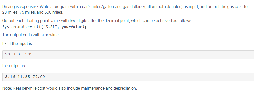 Solved Driving costs import java.util.Scanner; public | Chegg.com
