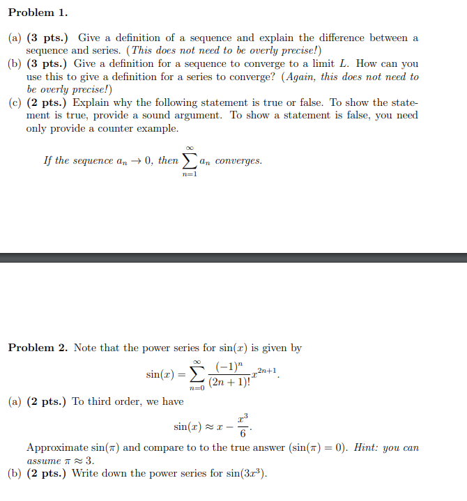 Solved Problem 1. (a) (3 pts.) Give a definition of a | Chegg.com
