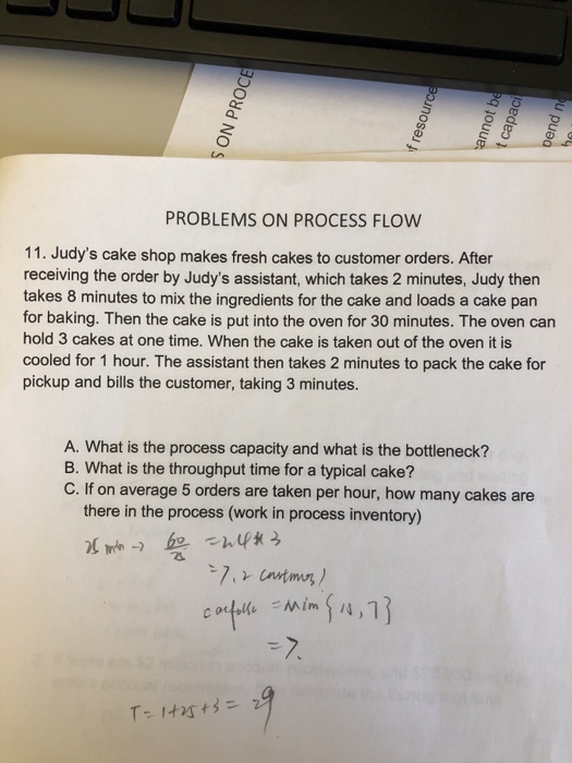 Solved PROBLEMS ON PROCESS FLOW 11. Judy's cake shop makes | Chegg.com