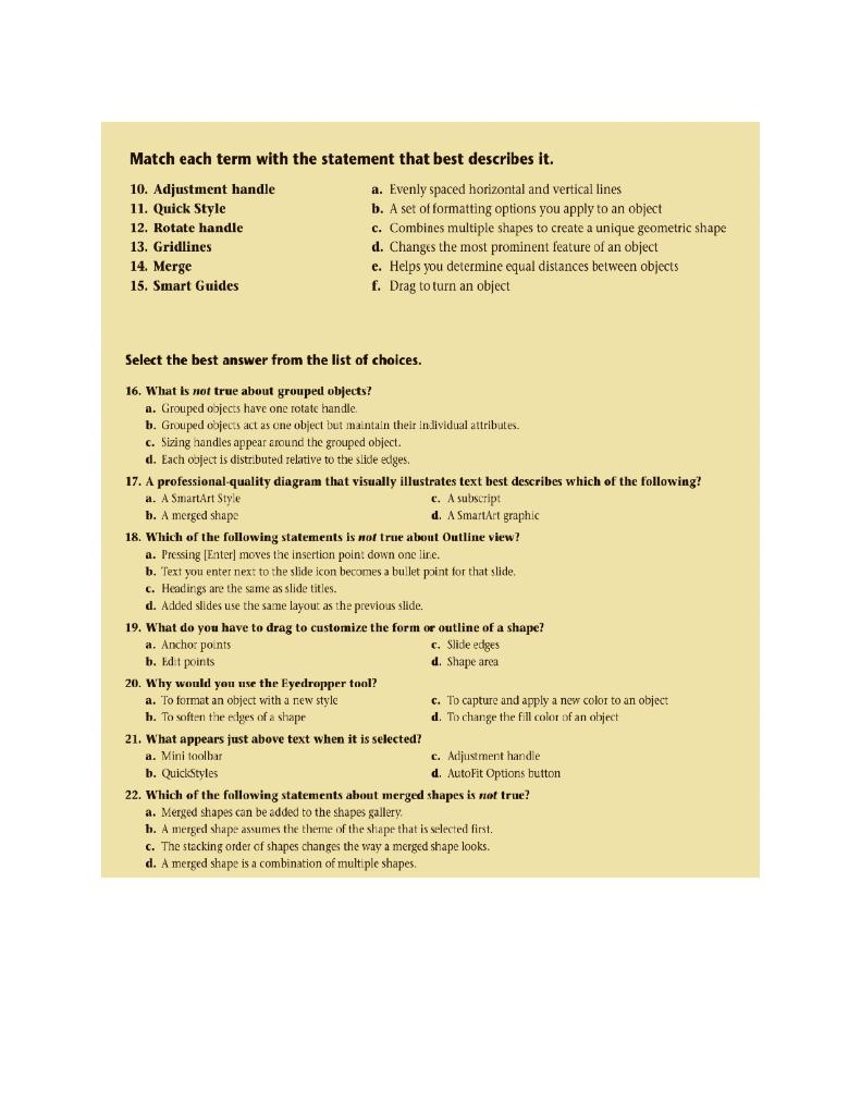 Solved Match each term with the statement that best | Chegg.com