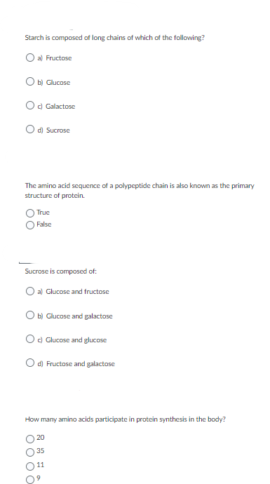 Solved Starch is composed of long chains of which of the | Chegg.com
