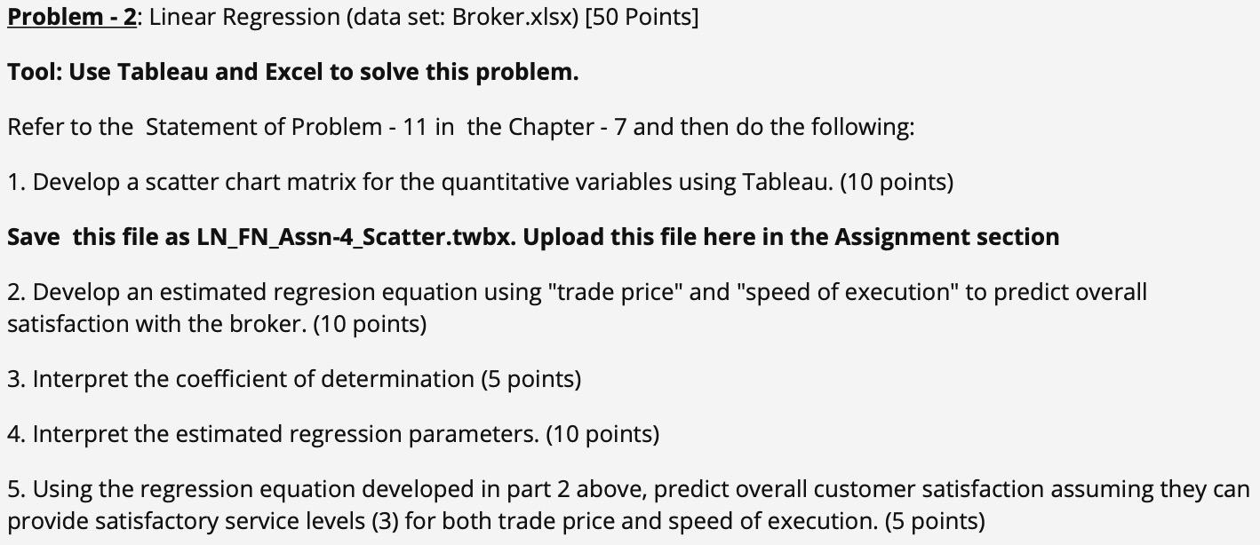 Solved Problem - 2: Linear Regression (data set: | Chegg.com