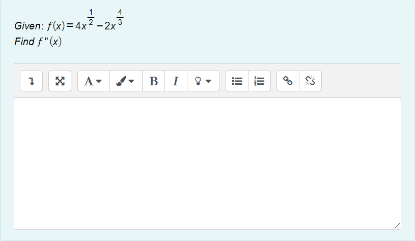 Solved Given: f(x) = 4x2 - 2x Find F"(x) fx)= - 1 A B 1 III | Chegg.com