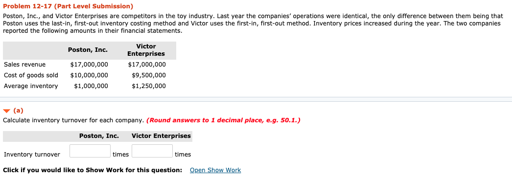 Solved Problem 12-16 (Part Level Submission) The following | Chegg.com