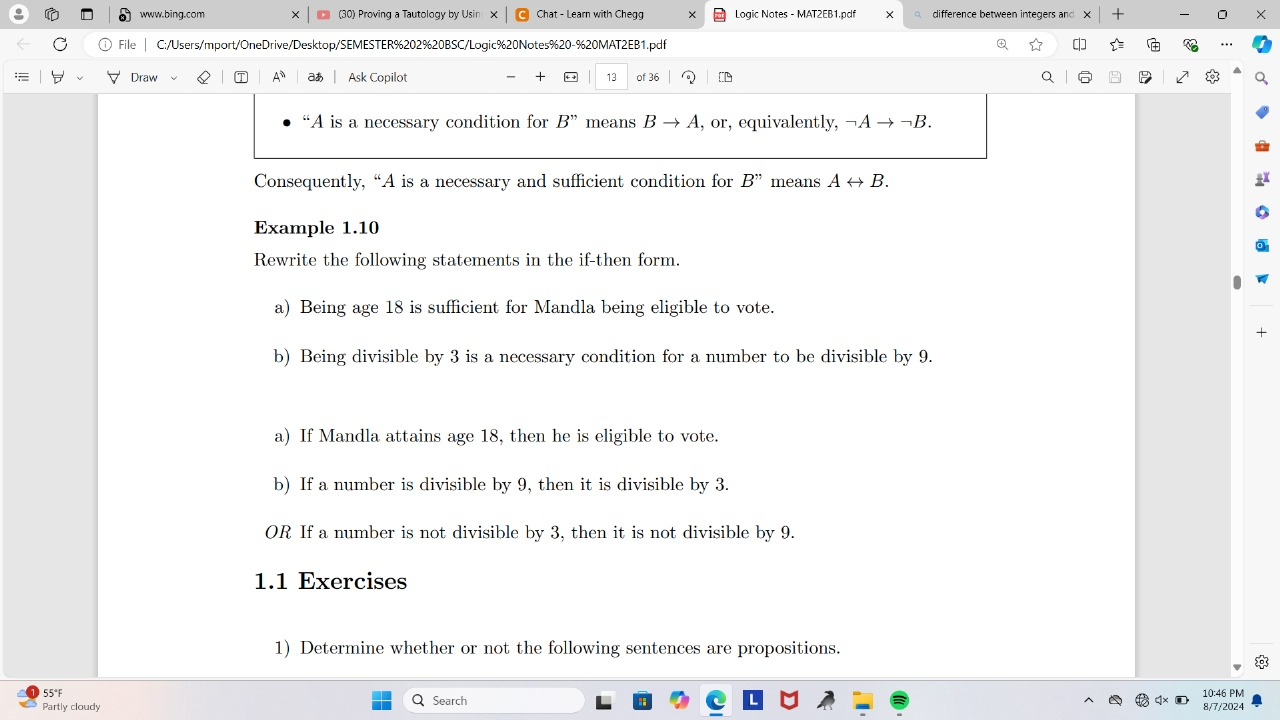 Solved " A ﻿is a necessary condition for B " ﻿means B→A, | Chegg.com