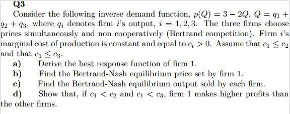 Solved Q3 Consider the following inverse demand function, | Chegg.com