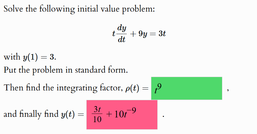 Solve the following initial value | Chegg.com