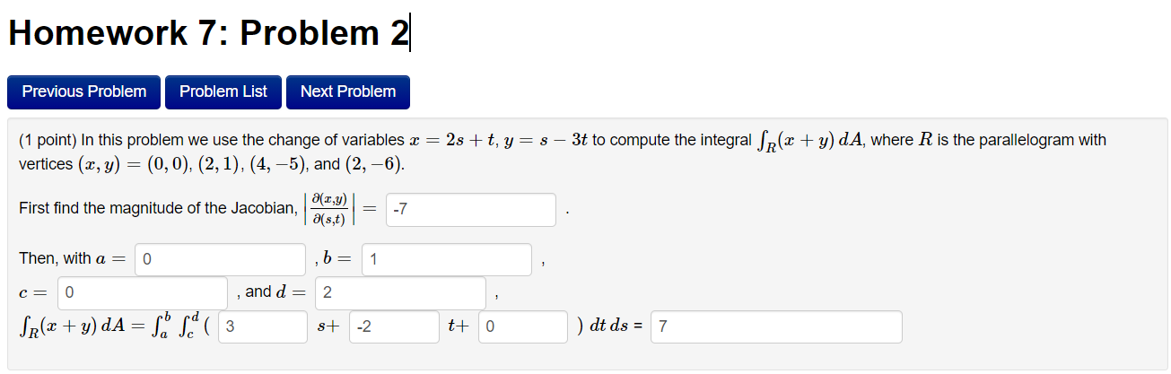 Solved Homework 7 Problem 2 Previous Problem Problem List