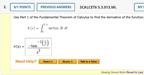 Solved 0/1 POINTS PREVIOUS ANSWERS SCALCET6 5.3.013.MI. Use | Chegg.com