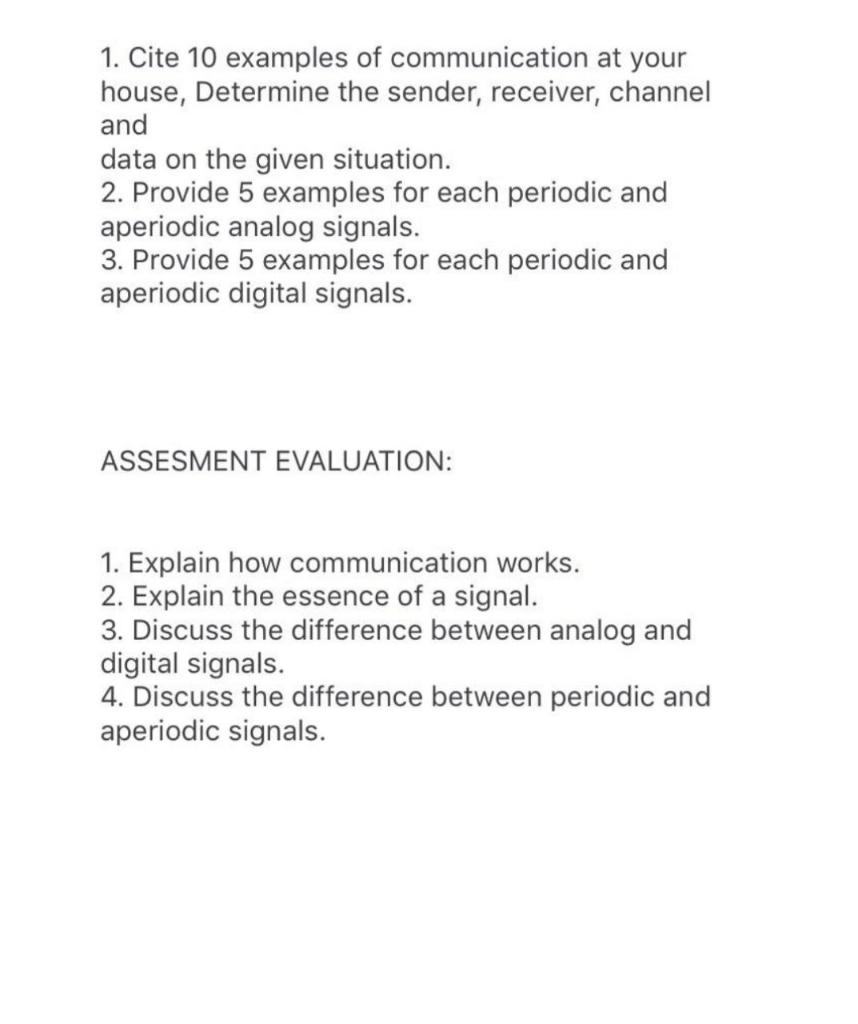 Solved 1. Cite 10 examples of communication at your house, | Chegg.com