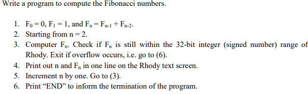 Solved Write A Program To Compute The Fibonacci Numbers 1