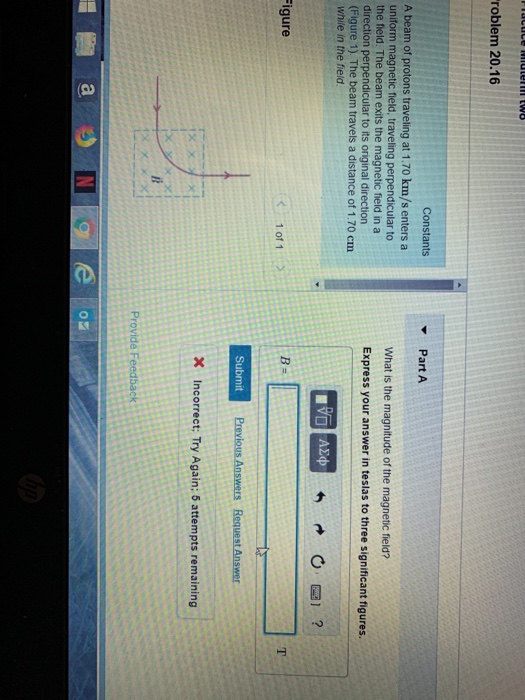 Solved roblem 20.16 Constants Part A A beam of protons | Chegg.com