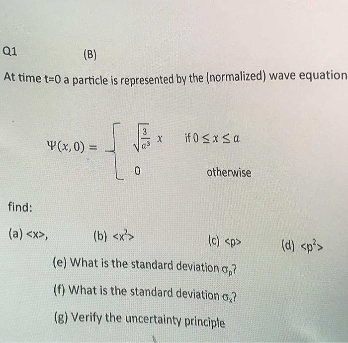 Solved At Time T 0 A Particle Is Represented By The