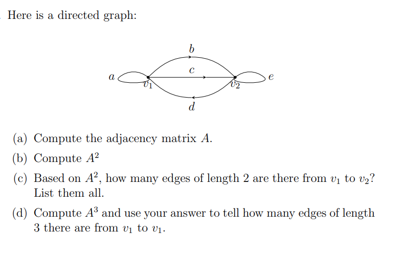 Solved Here is a directed graph: (a) Compute the adjacency | Chegg.com