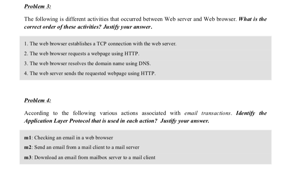 Solved Problem 3: The following is different activities that | Chegg.com