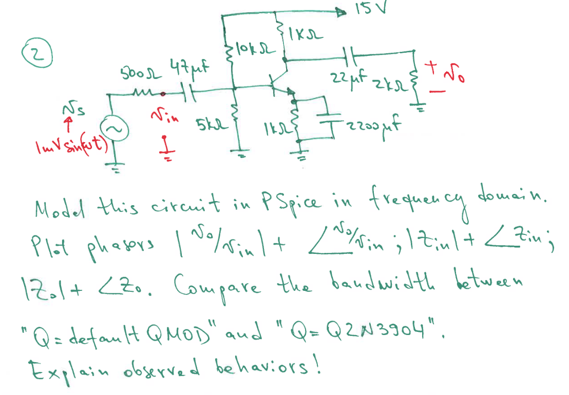 Solved Model this circnit in PSpice in frequency domain. | Chegg.com