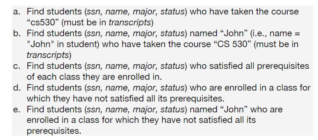 Consider the following University Database schemas. | Chegg.com