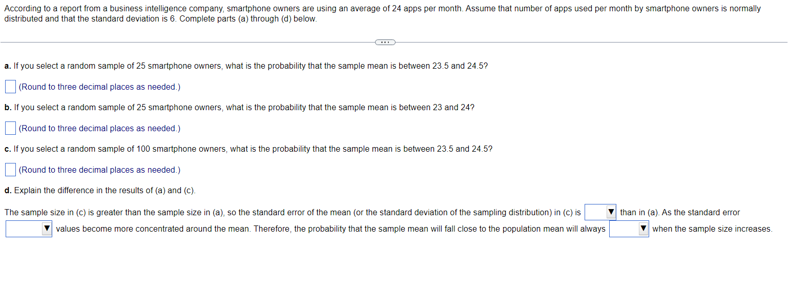 Solved a. If you select a random sample of 25 smartphone | Chegg.com