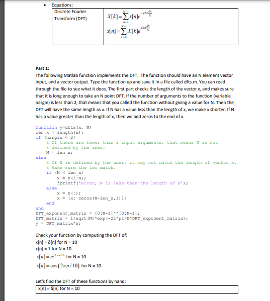 Solved Include in your lab report a printout of DFTs and | Chegg.com