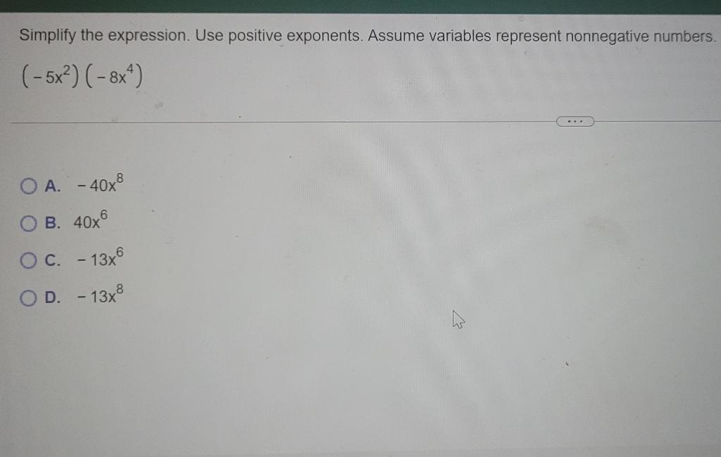 Solved Simplify the expression. Use positive exponents. | Chegg.com