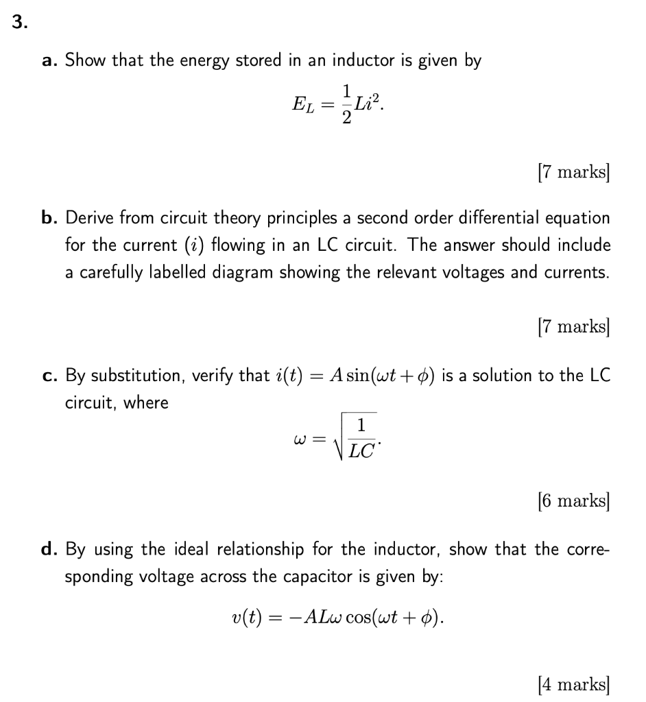 Solved 3. a. Show that the energy stored in an inductor is | Chegg.com