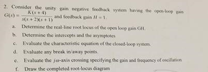 Solved 2 Consider the unity gain negative feedback system | Chegg.com