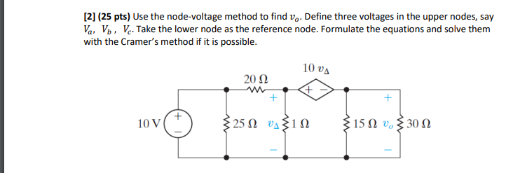 Solved Use the node-voltage method to find 𝑣𝑜. Define | Chegg.com