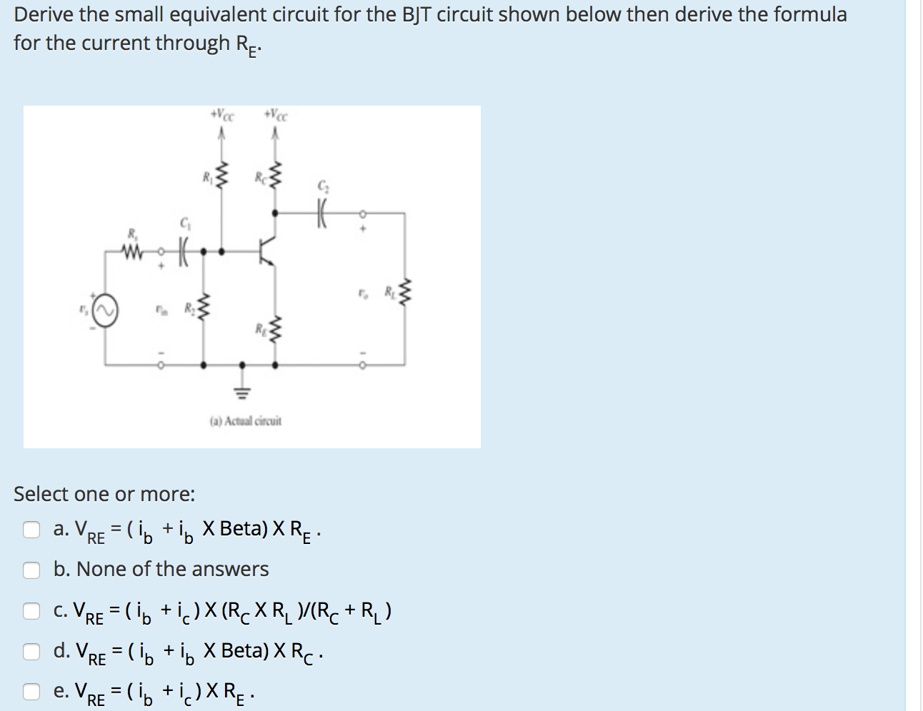 Solved Derive the small equivalent circuit for the BJT | Chegg.com