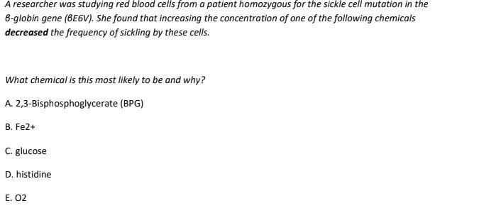 Solved A researcher was studying red blood cells from a | Chegg.com