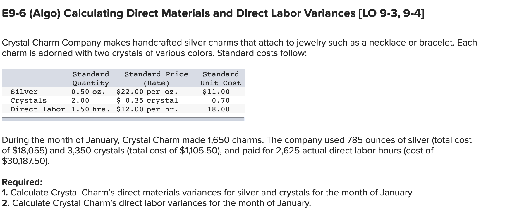 Solved E9-6 (Algo) Calculating Direct Materials and Direct | Chegg.com