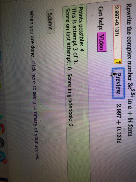 Solved Rewrite the complex number 3e in a +bi form | Chegg.com