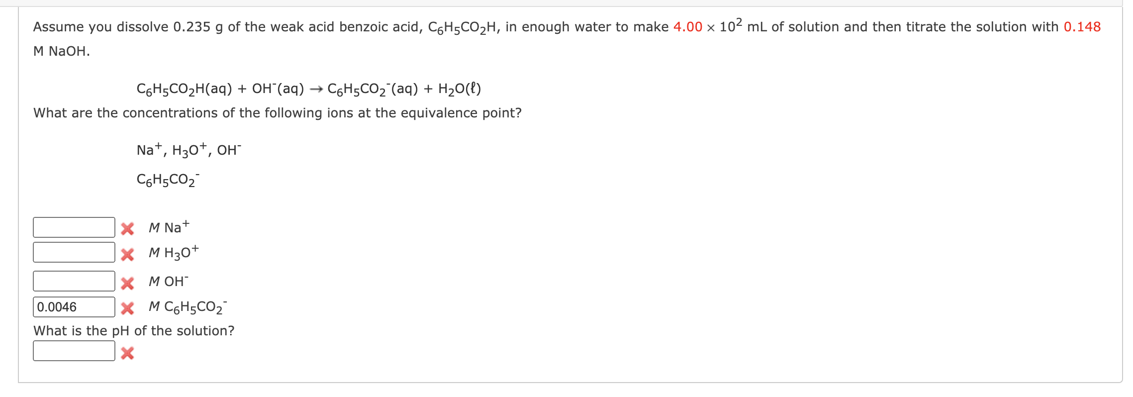 Solved Assume you dissolve 0.235 g of the weak acid benzoic | Chegg.com