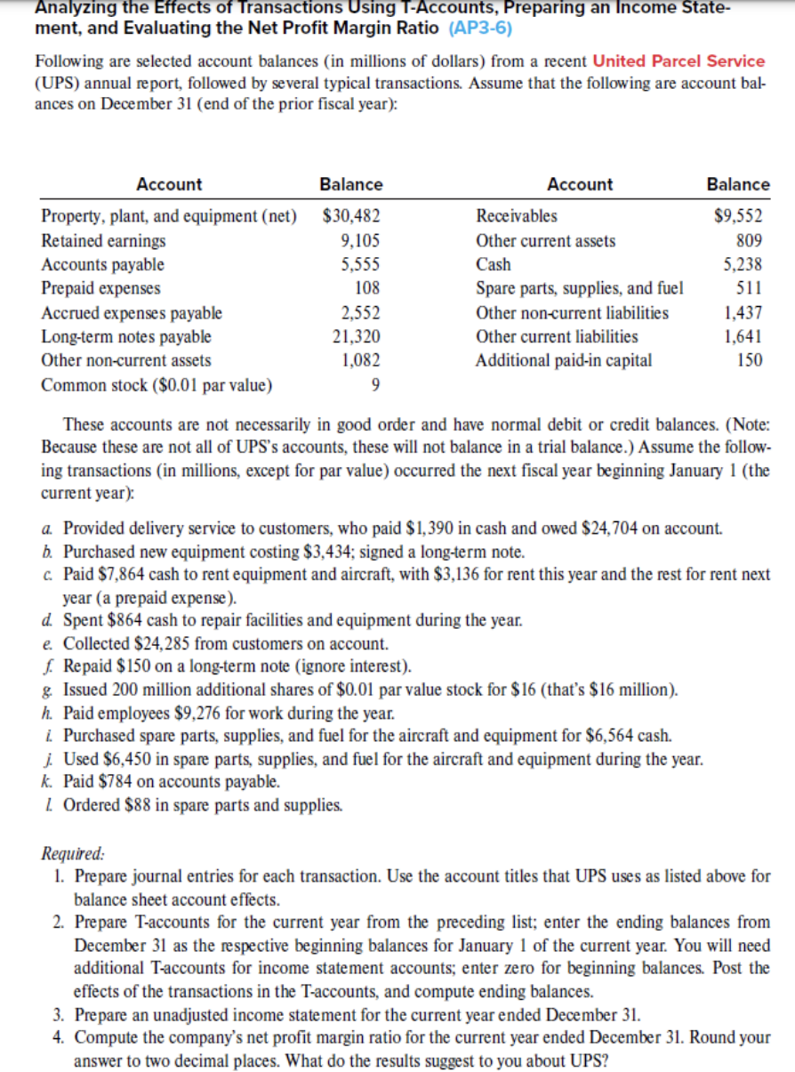 Solved Analyzing the Effects of Transactions Using | Chegg.com