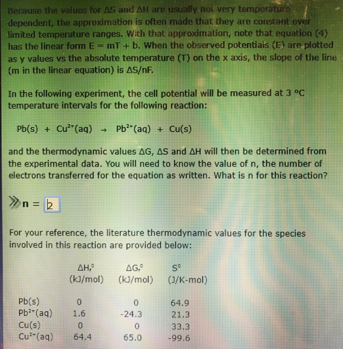 Solved using the thermodynamic data provided in the | Chegg.com