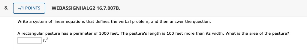 Solved -/1 POINTS WEBASSIGNIIALG2 16.7.007B. Write a system | Chegg.com