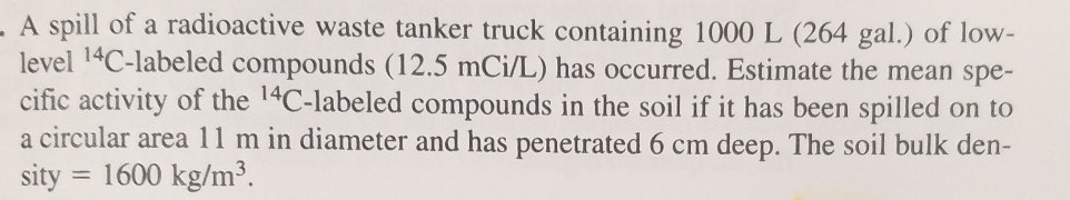 Solved A spill of a radioactive waste tanker truck | Chegg.com