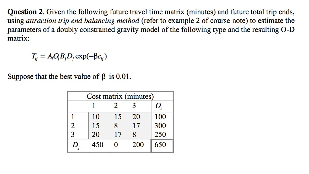 Solved Question 2. Given the following future travel time | Chegg.com