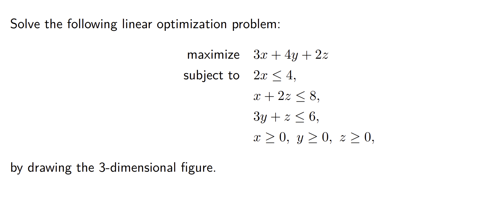 Solved Solve the following linear optimization problem: | Chegg.com