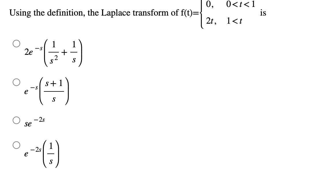 Solved Using the definition, the Laplace transform of | Chegg.com