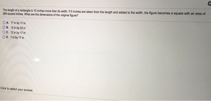 Solved The length of a rectangle it 10 inches more than its | Chegg.com