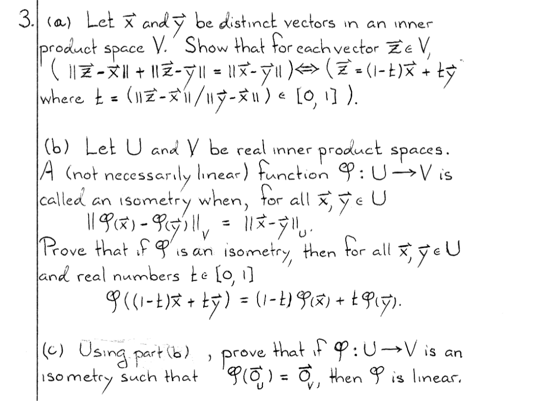 3. (a) Let I andū be distinct vectors in an inner | Chegg.com