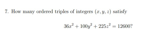 Solved 7. How many ordered triples of integers (x, y, z) | Chegg.com