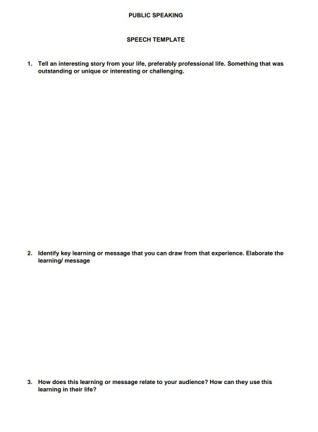 Solved PUBLIC SPEAKING SPEECH TEMPLATE 1. Tell an | Chegg.com