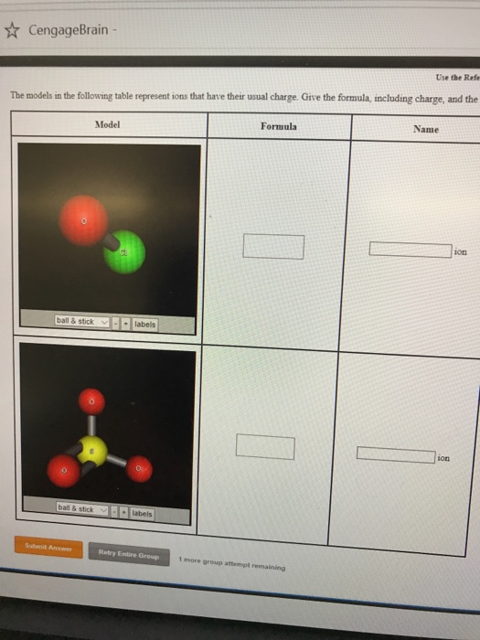 Solved The 3D models in the following table represent ions | Chegg.com
