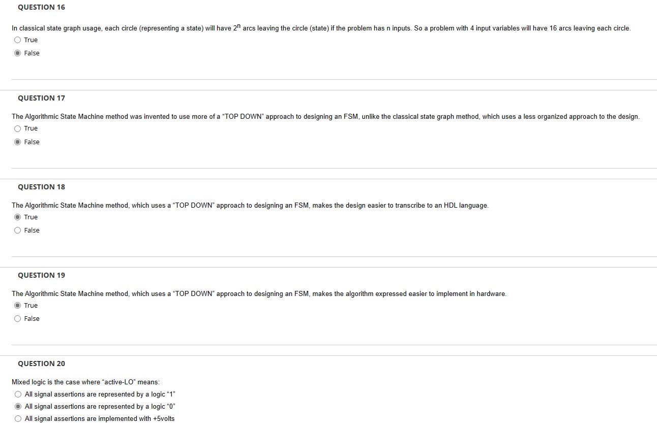 Solved True False QUESTION 17 True False QUESTION 18 The | Chegg.com