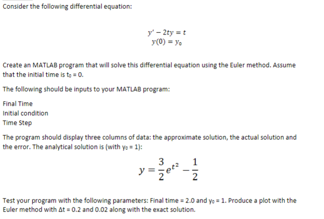 Solved Consider the following differential equation: Create | Chegg.com