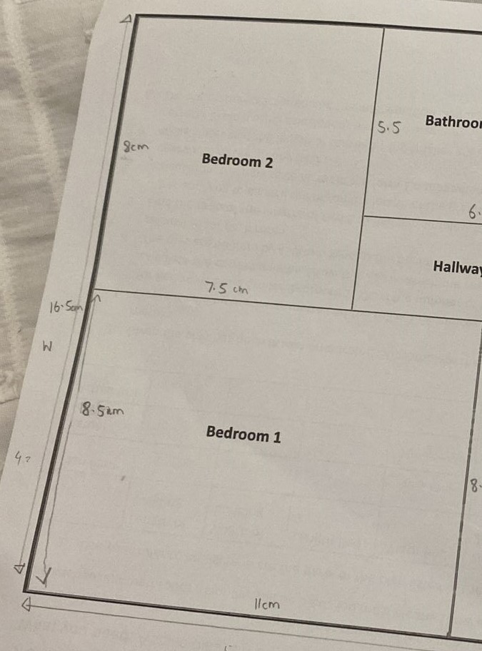 Solved Bedroom 1 has a width of 4.5m and a length is | Chegg.com